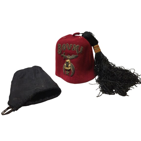 1950s Vintage Boumi Temple Fez Hat, Shriners Wool Fel… - Gem