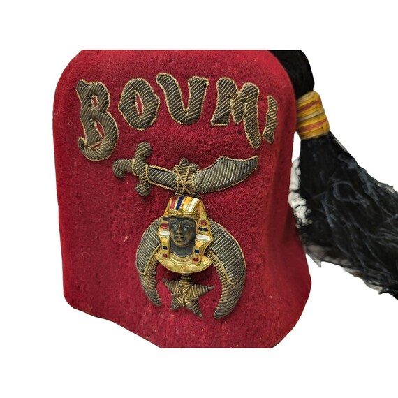 1950s Vintage Boumi Temple Fez Hat, Shriners Wool Fel… - Gem
