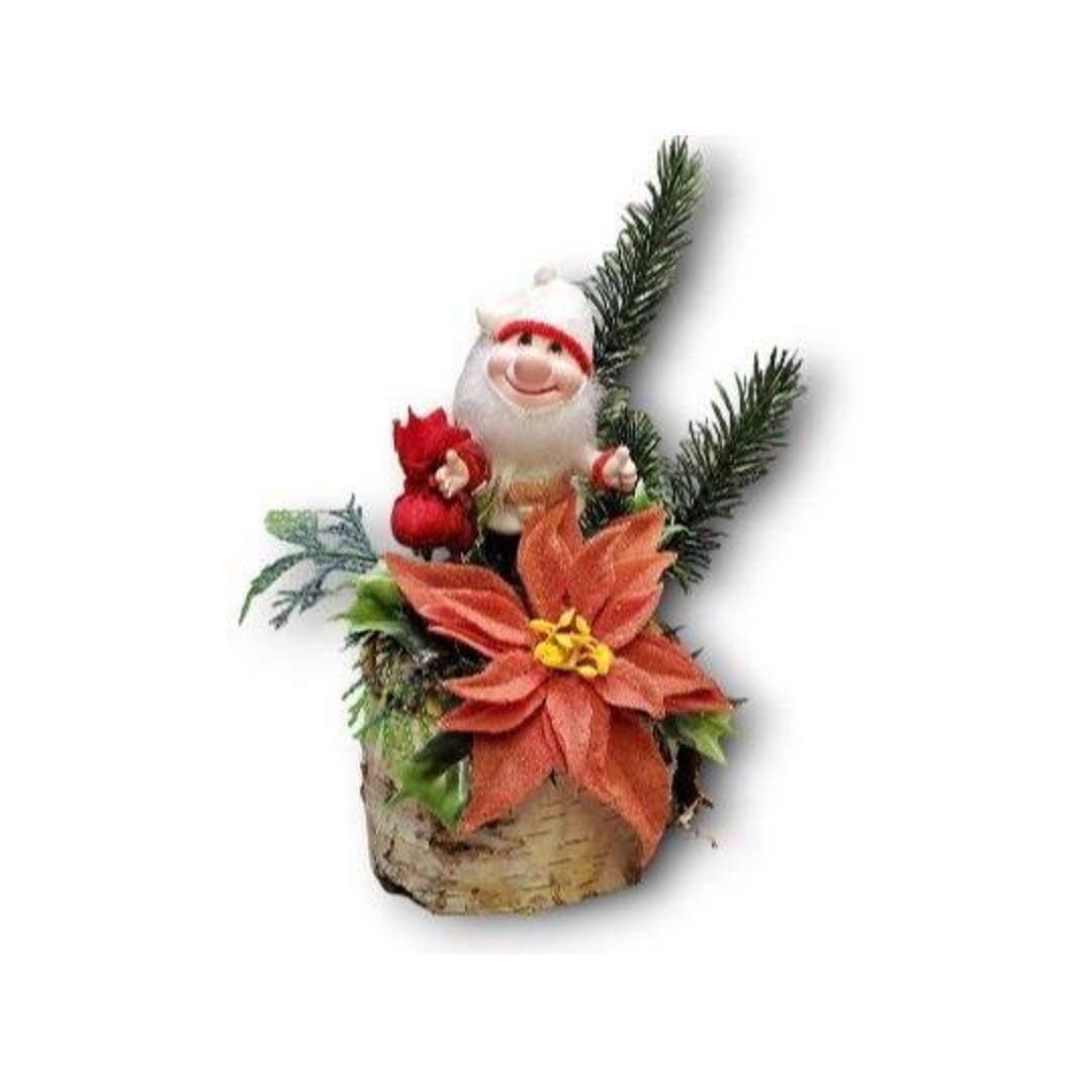 Vintage Christmas Elf on Yule Log, Mantle Table Decor, Pine ...
