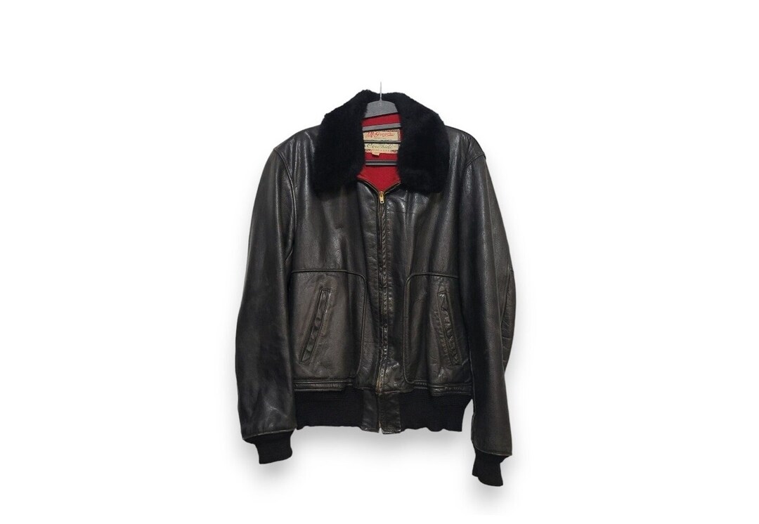 Vintage Mcgregor Flight Jacket, Genuine Black Cowhide Leather, 1940s 1950s Pilot Bomber, G-1 ...