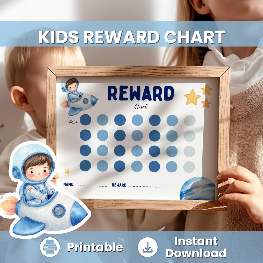 Space Reward Chart Printable for Kids, Astronaut Behavior Chart, Token ...
