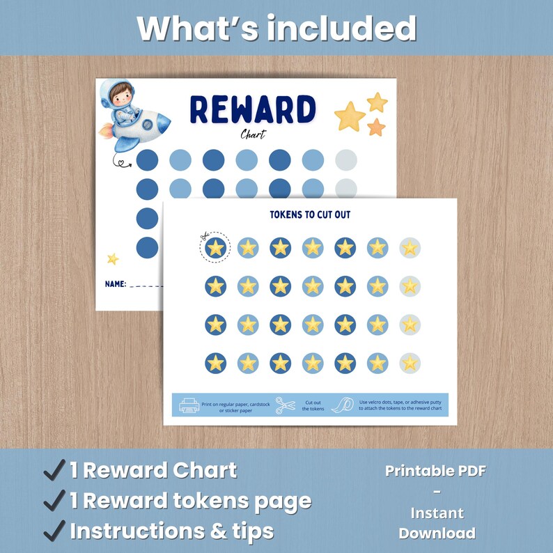 Space Reward Chart Printable for Kids, Astronaut Behavior Chart, Token ...