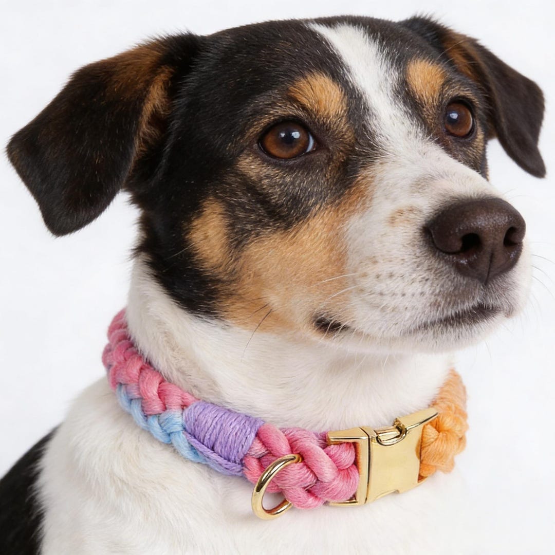 Hand-woven Gradient Rope Dog Collar, Bohemian Nylon Pet Neckwear, Gold ...