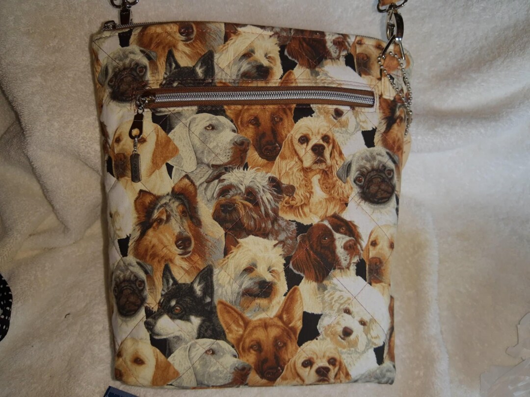 Dog Dogs Puppy Puppies Crossbody Purse/bag/pocketbook handmade. Cotton ...