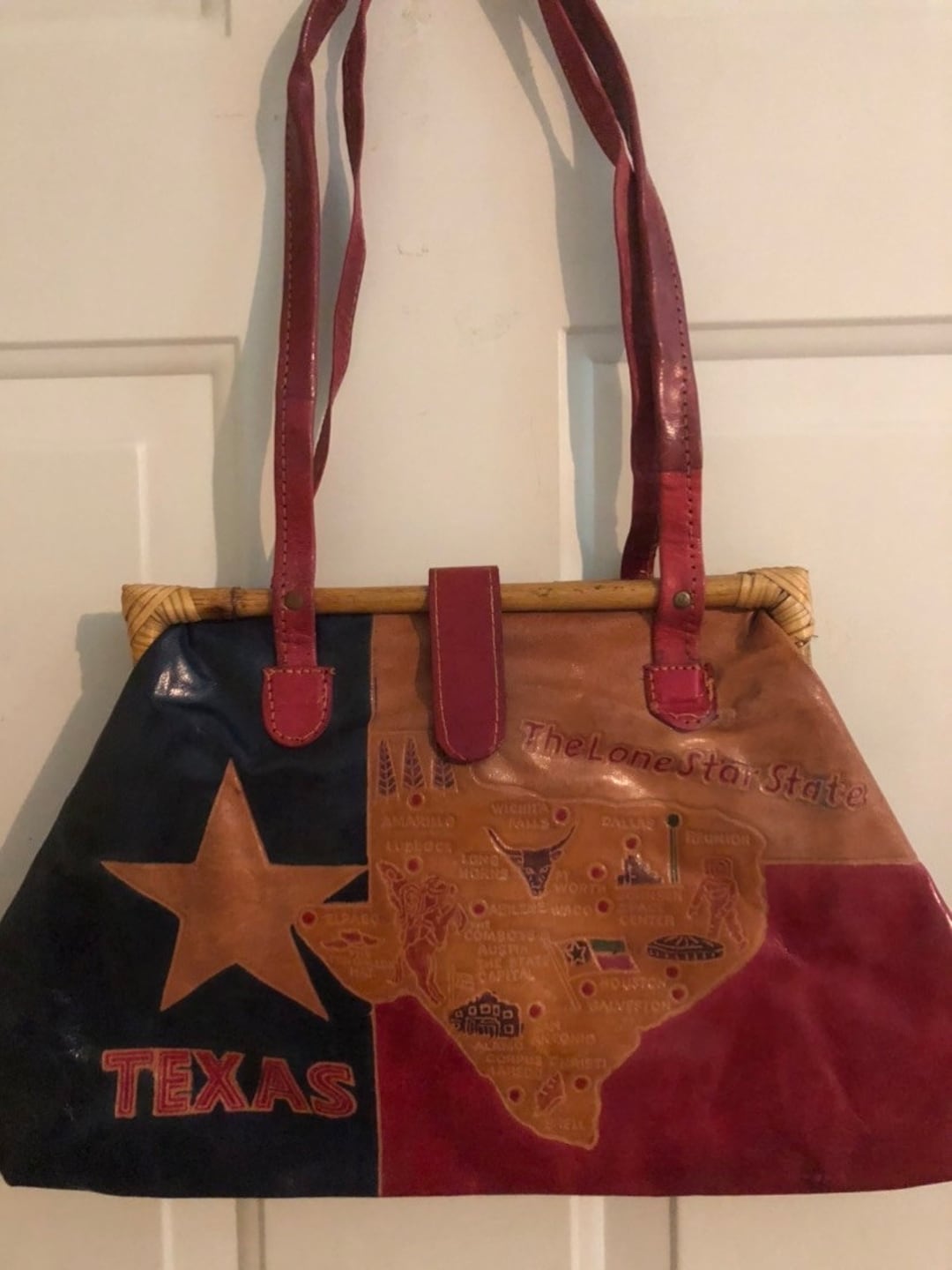 Vintage State of Texas Leather Purse/handbag - Etsy