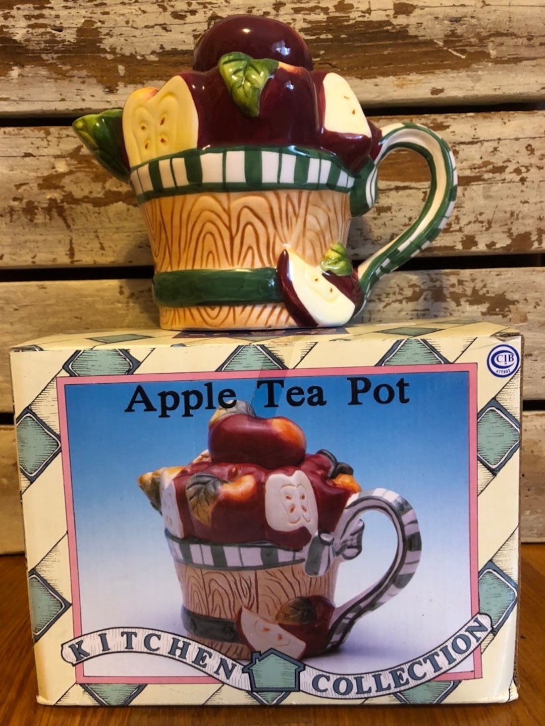 Vintage Apple Tea Pot Young's Exclusive With Original Box Country ...
