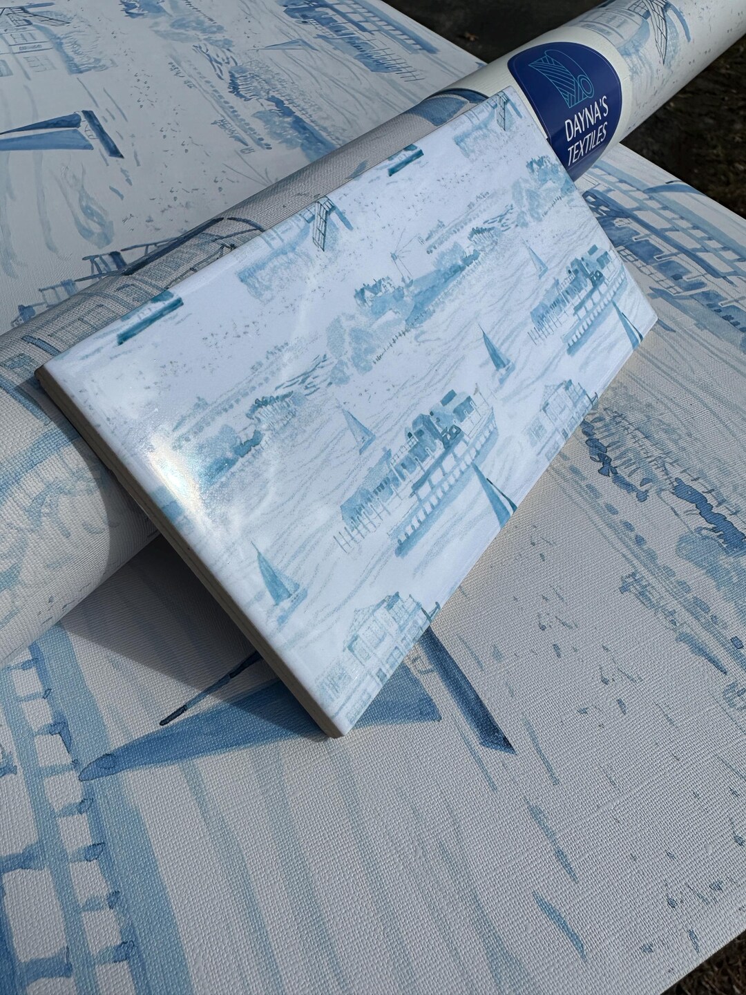 Cape Cod and South Shore Inspired Toile Ceramic Tiles for Backsplashes ...