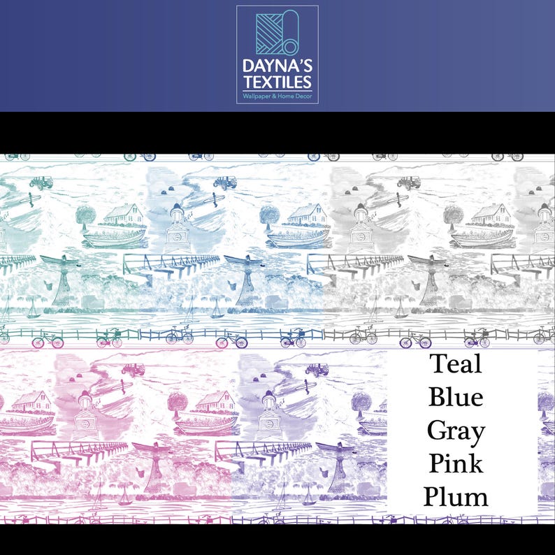 Wellfleet Toile Cape Cod Wallpaper - Etsy