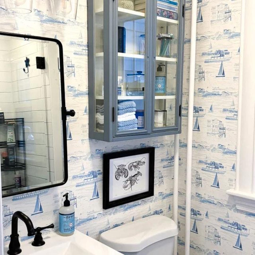 Falmouth Toile Cape Cod Wallpaper - Etsy