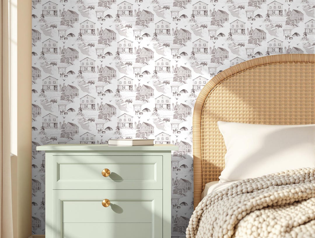 Brewster, Cape Cod Toile Wallpaper | Peel and Stick, Pasted & Prepasted ...