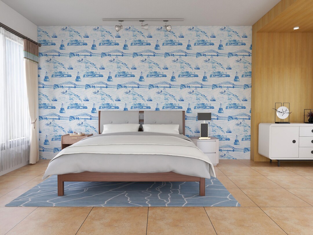 Bourne, Cape Cod, Toile De Juoy Wallpaper - Etsy