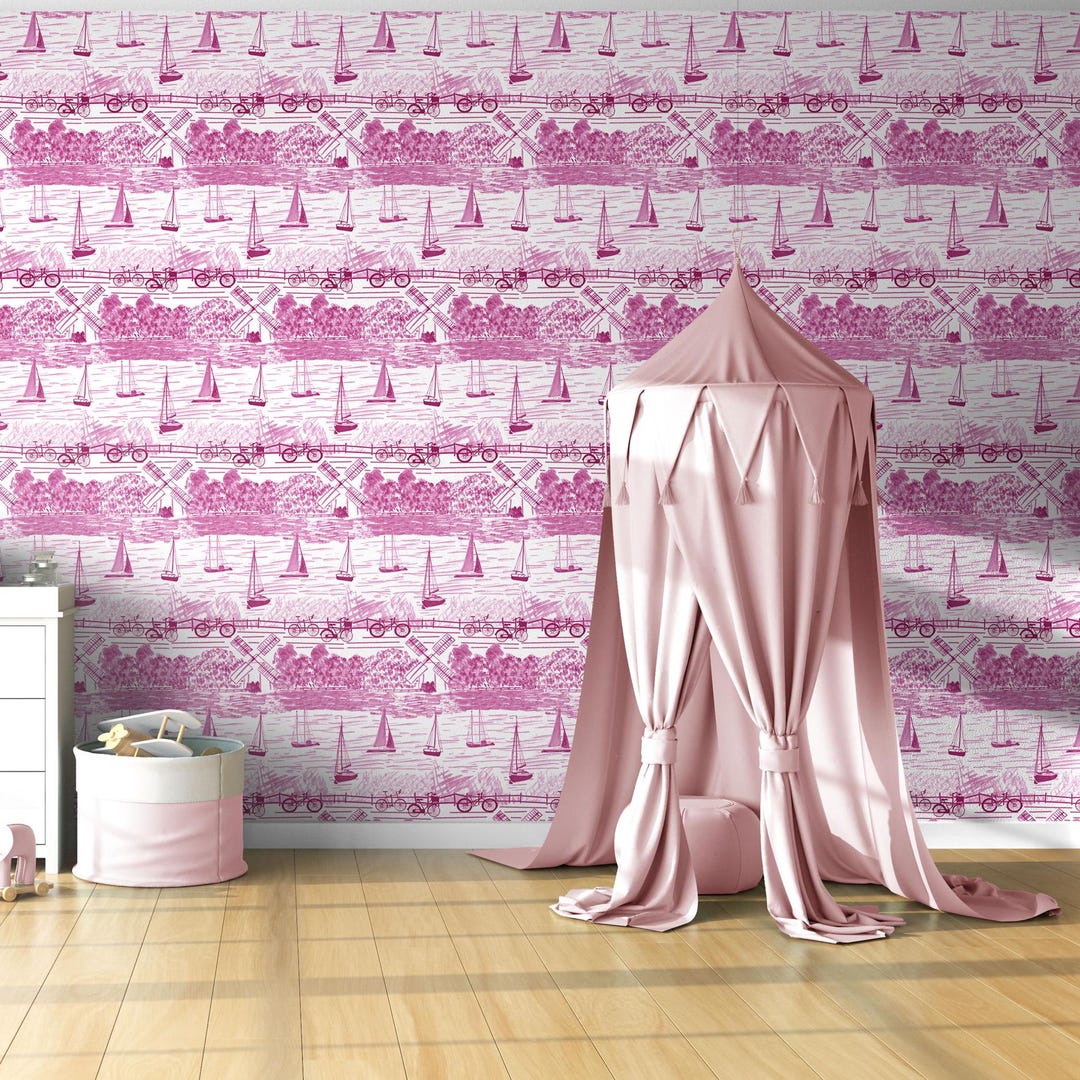 Orleans Toile Cape Cod Wallpaper - Etsy