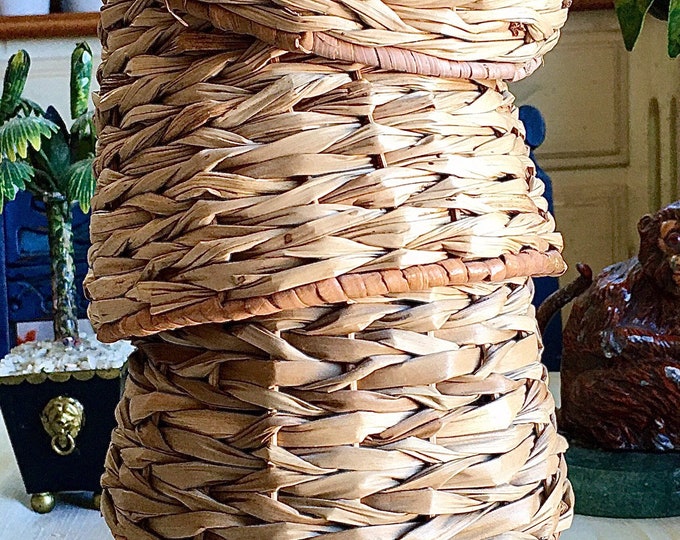 Vintage Sea Grass Rattan/wicker Sconce/chandelier Shade - Etsy