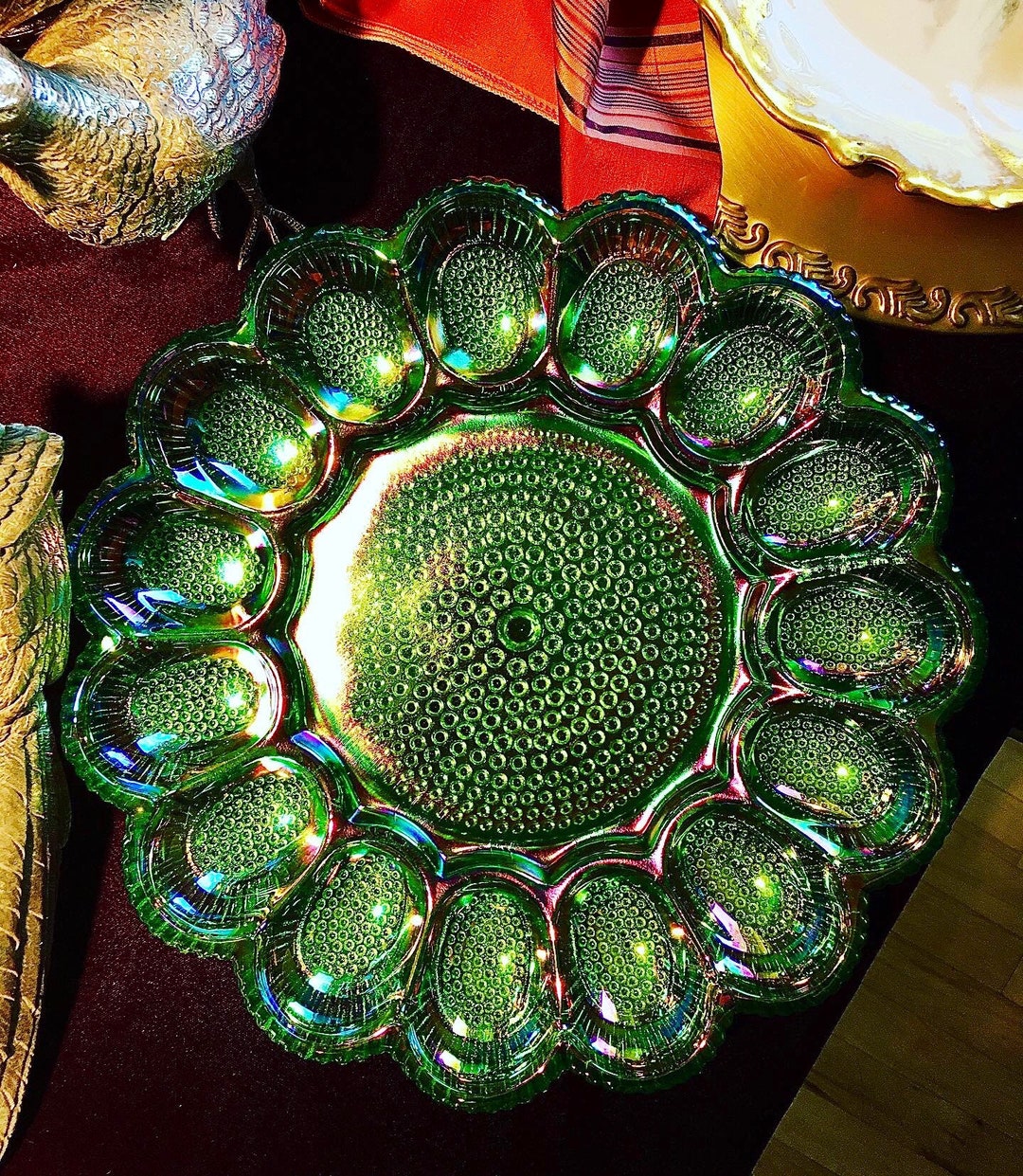 Carnival Indiana Glass Platter in Chartreuse/lime - Etsy