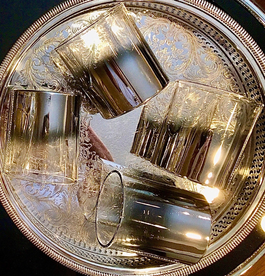 Rare Cellini Italy Platinum Double Old Fashioned Set of 4 - Etsy