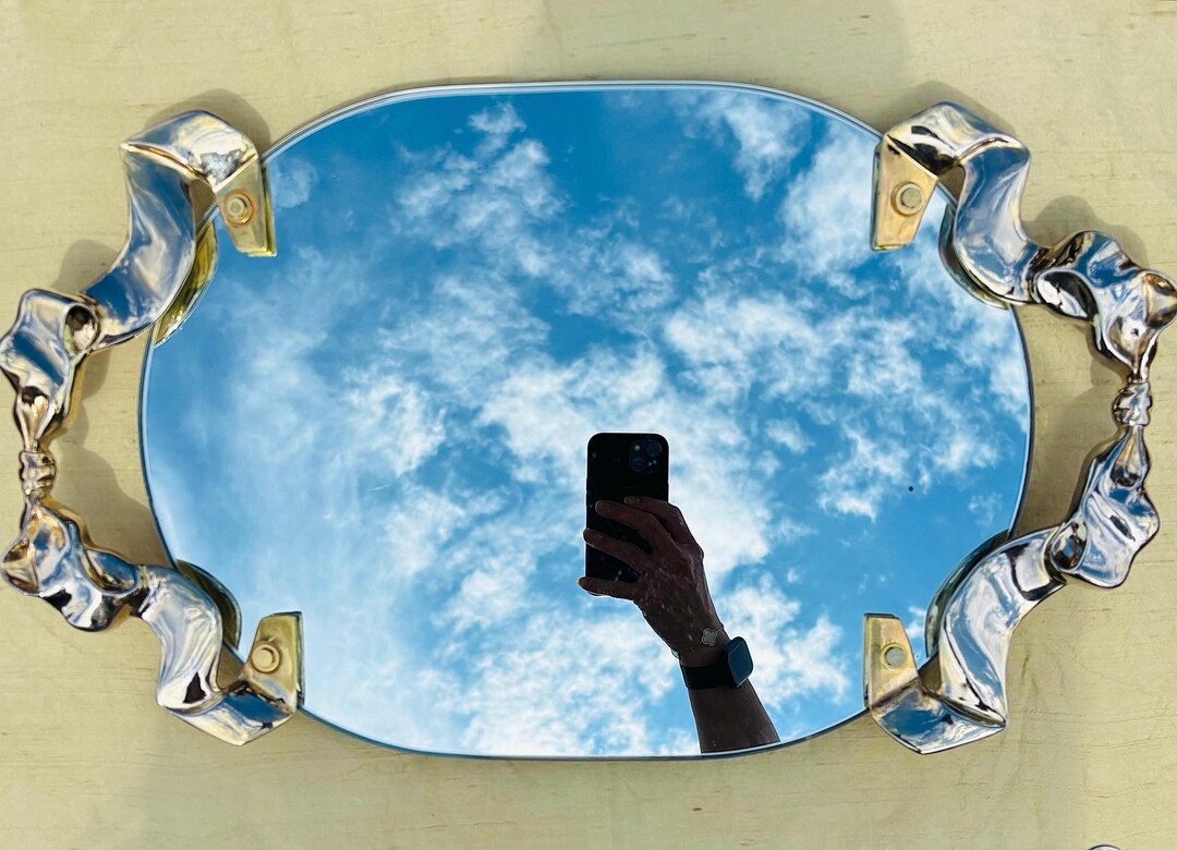 Godinger Gold Tone Bow Vanity Mirror - Etsy