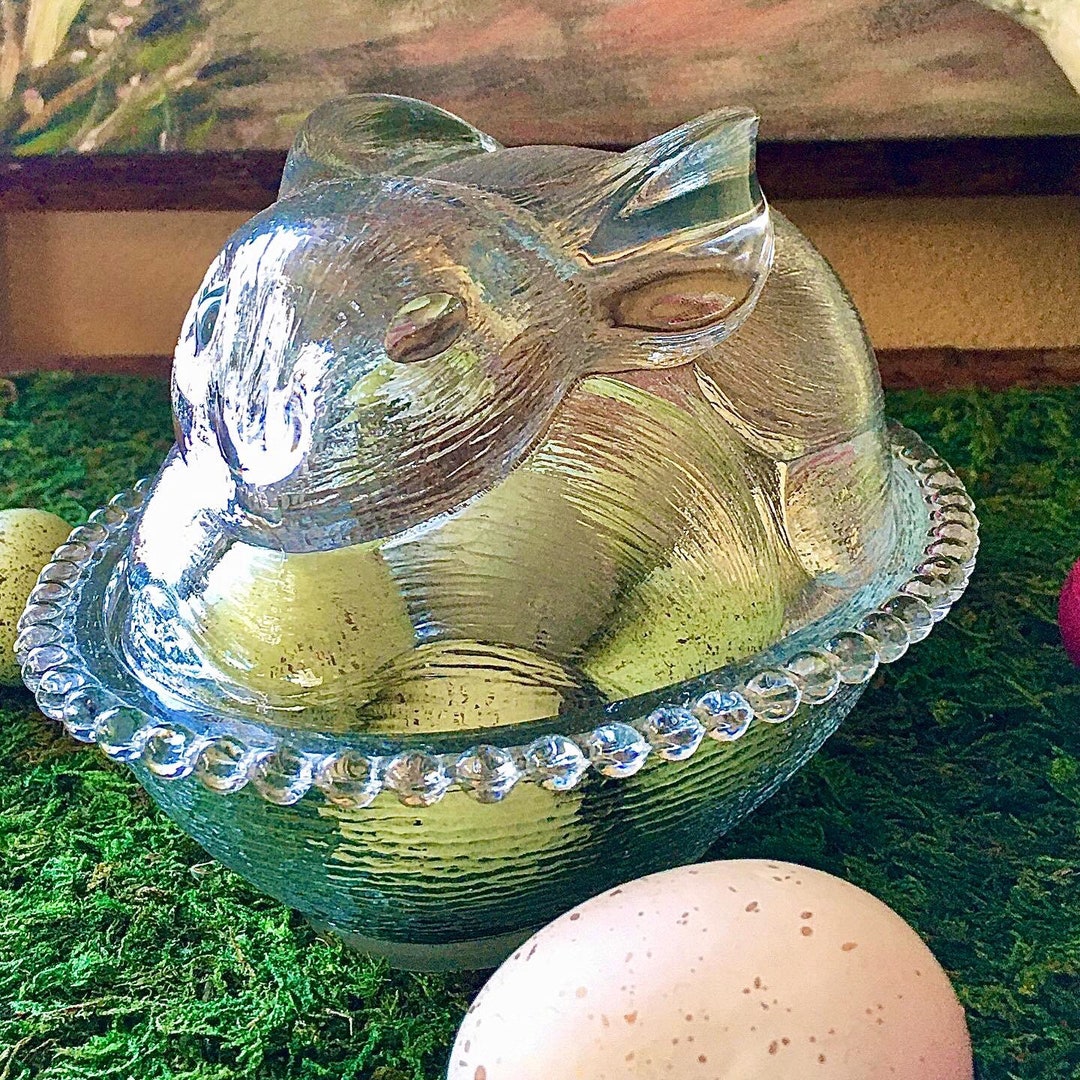 Indiana Glass Vintage Bunny Candy Dish - Etsy
