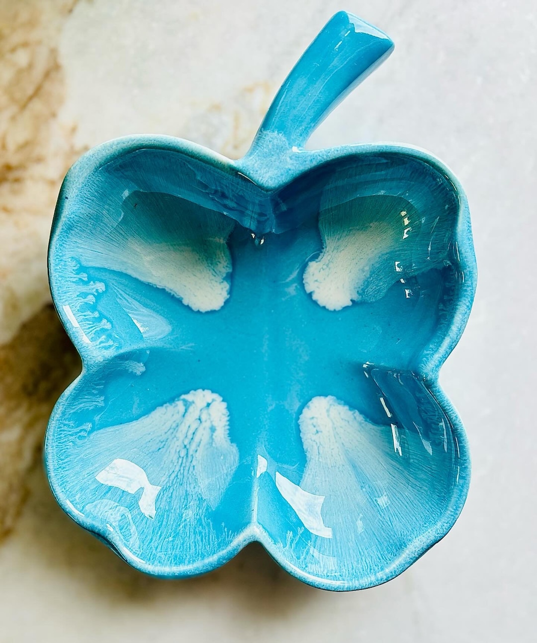 Cerulean Drip Glazed Four Leaf Clover by Dryden Pottery - Etsy