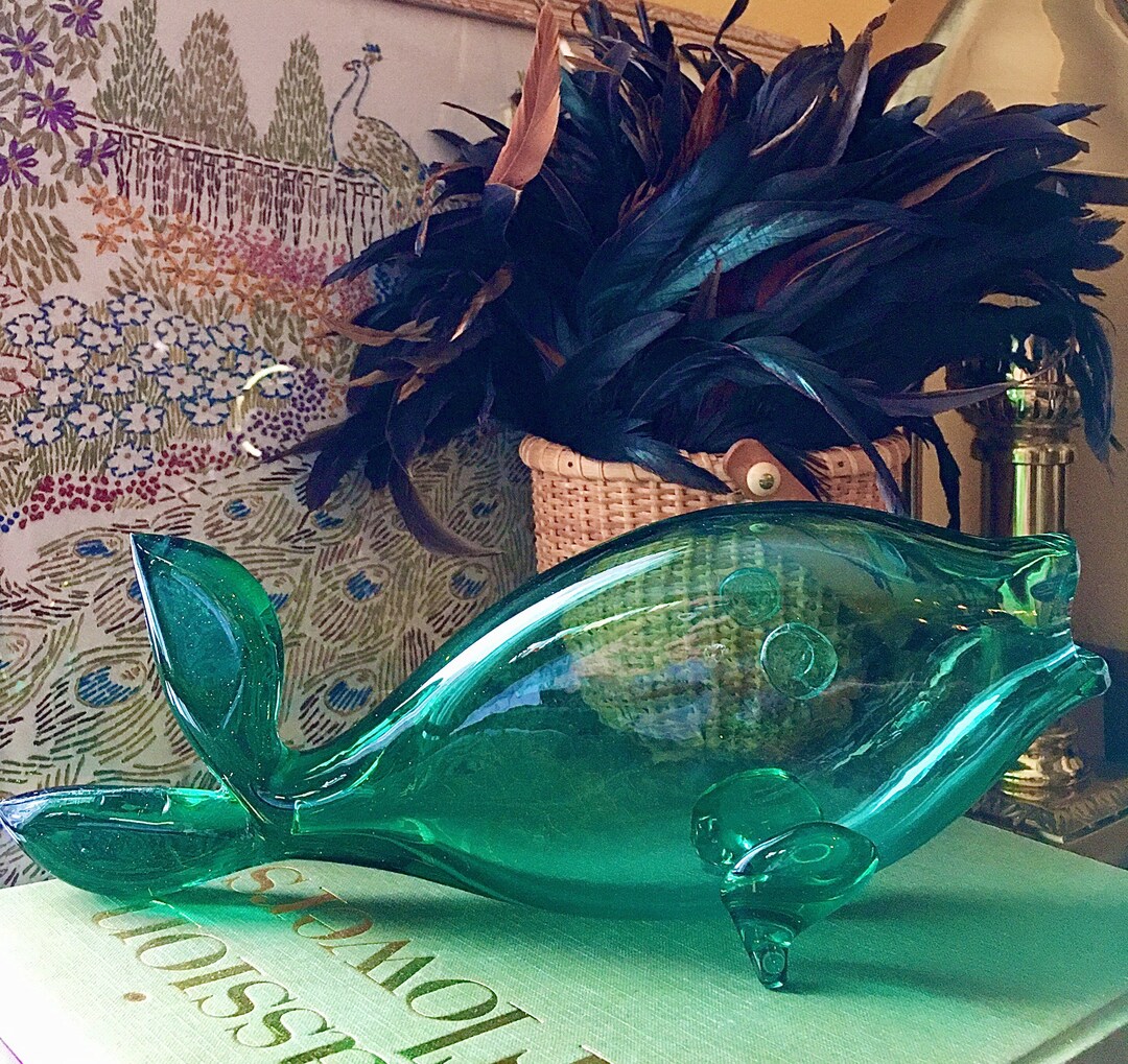 Rare Blenko Fish Vase Sea Green 971-S - Etsy