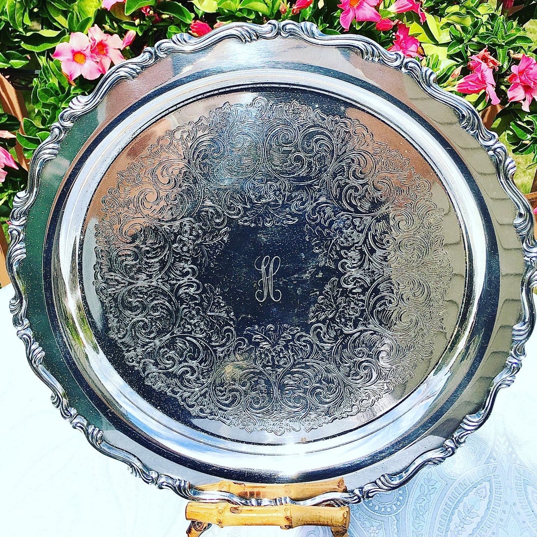 Vintage WM Rogers Monogram H Silver Plated Tray - Etsy