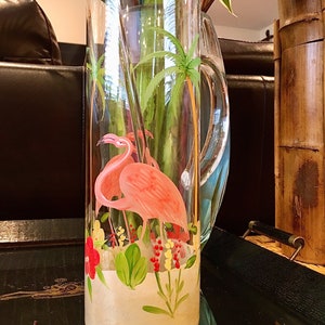 Palm Beach Chic Painted Flamingo Pitcher & Stir - Etsy