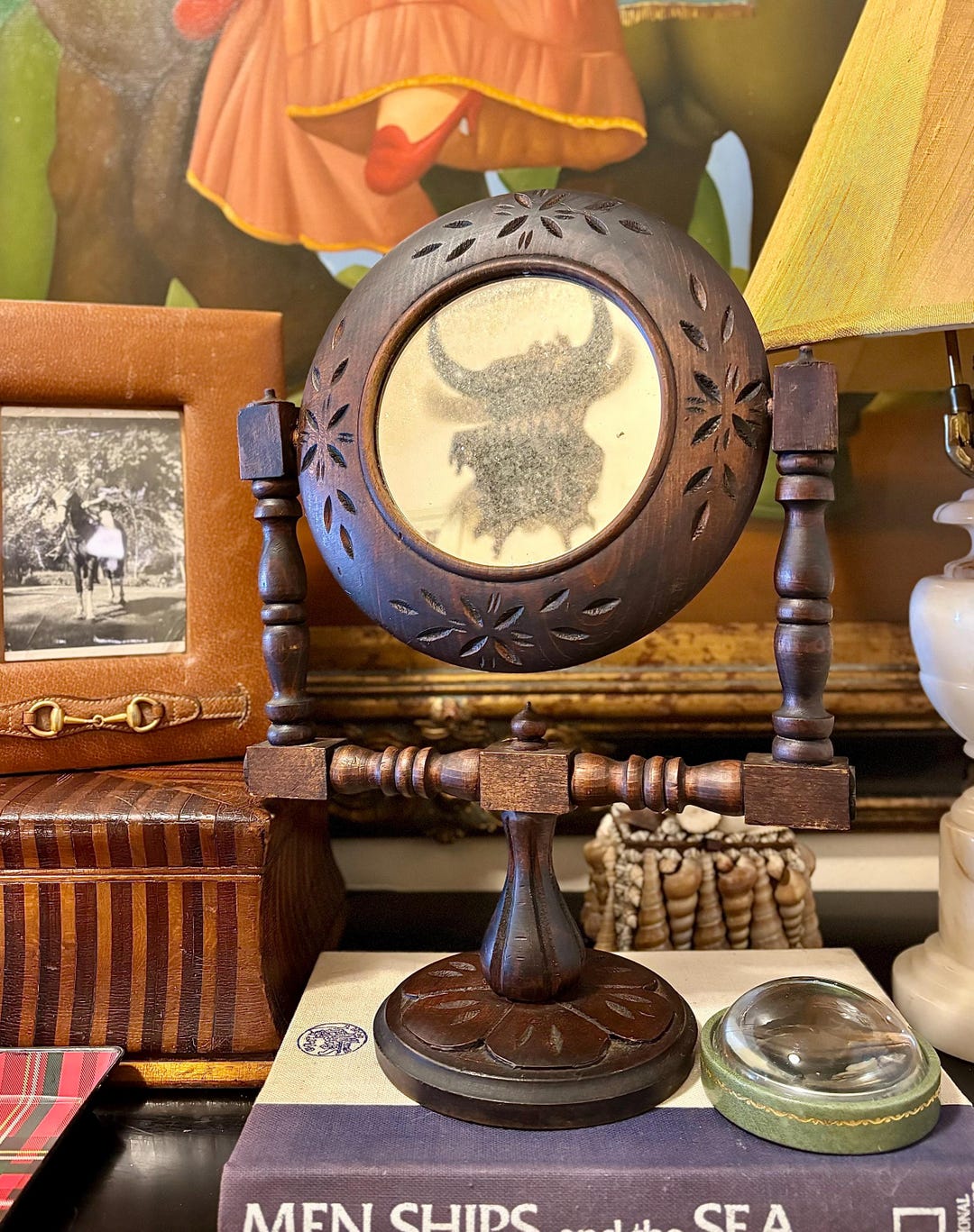 Antique Victorian Turned Wood Shaving Mirror - Etsy