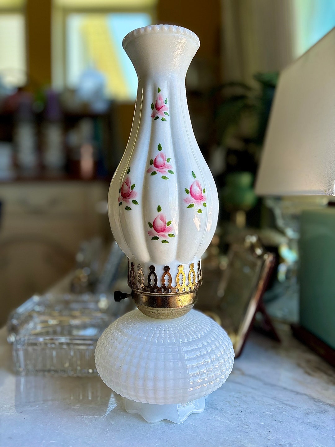 Milk Glass Hurricane Lamp