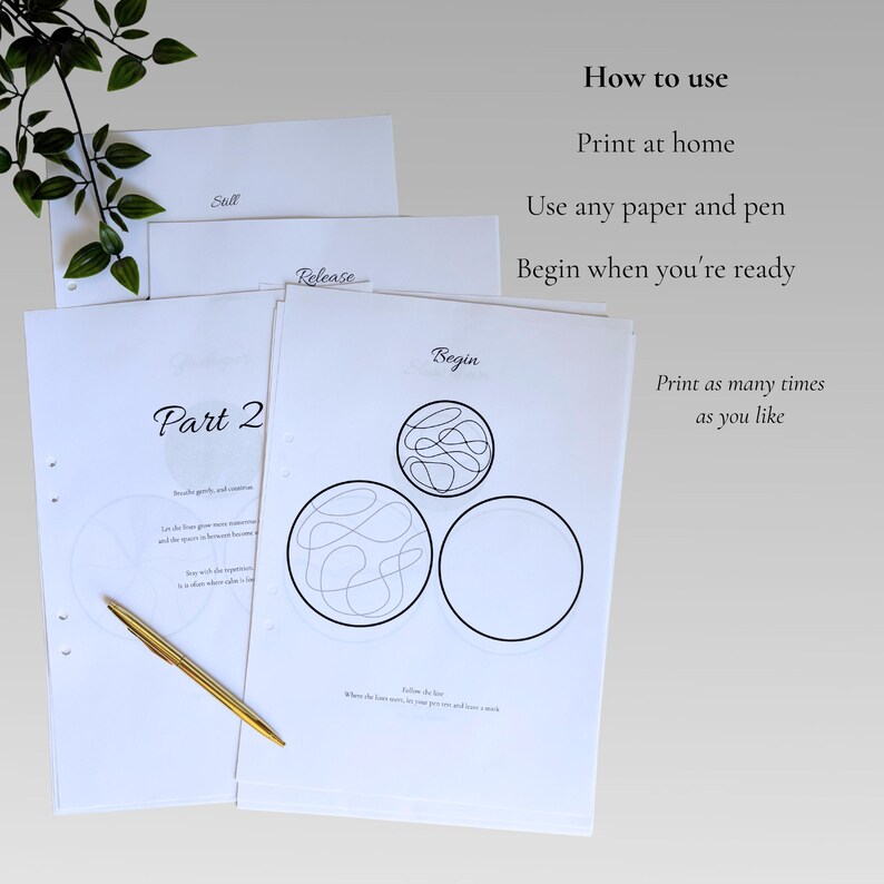 Printable Mindfulness Workbook | Intuitive Line Drawing for Calm (PDF ...