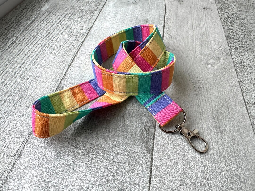 Rainbow Stripes Lanyard - Pastel Colors - Optional Breakaway Clasp ...
