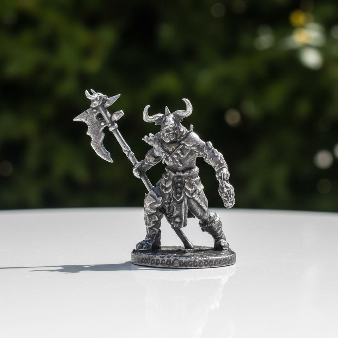 Detailed Metal Minotaur Warrior Figurine – Retro Fantasy Soldier Statue ...