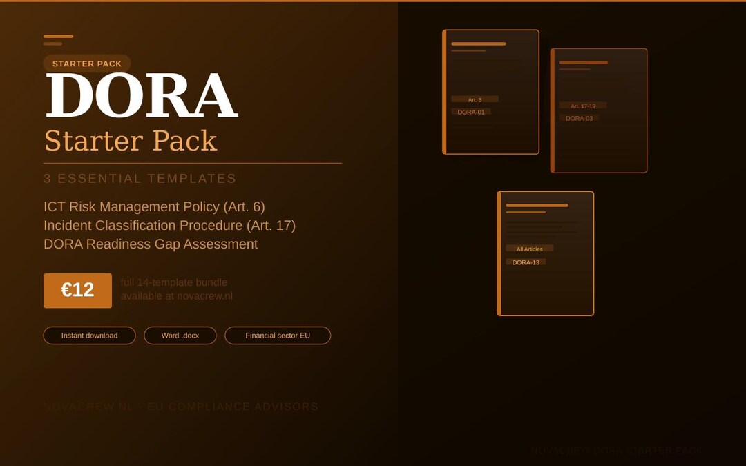 DORA Compliance Starter Pack — 3 Word Templates ICT Risk Policy ...