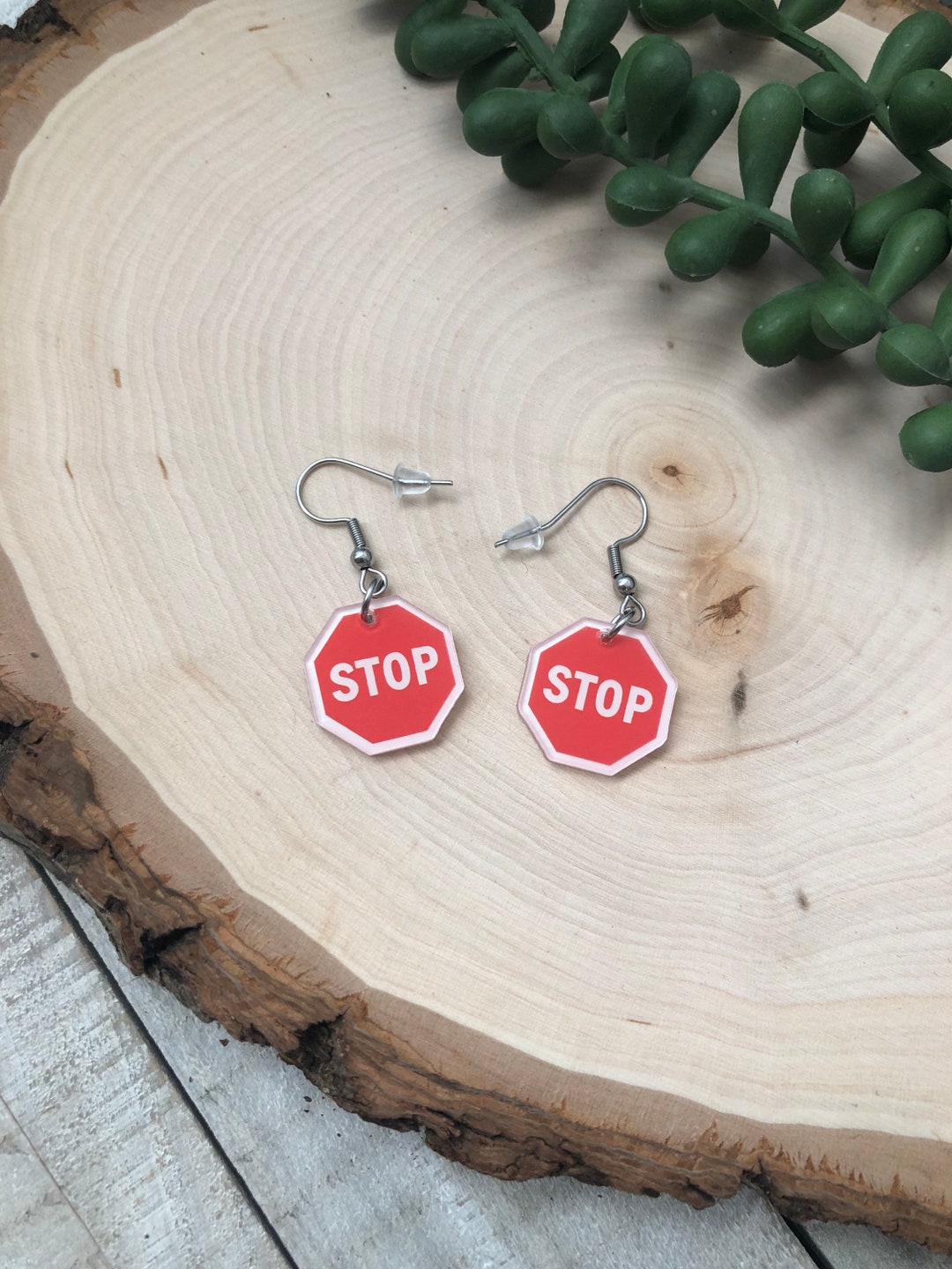 Cabochon Stop Sign Earrings, Kawaii Earrings, Bus Driver, Driving ...