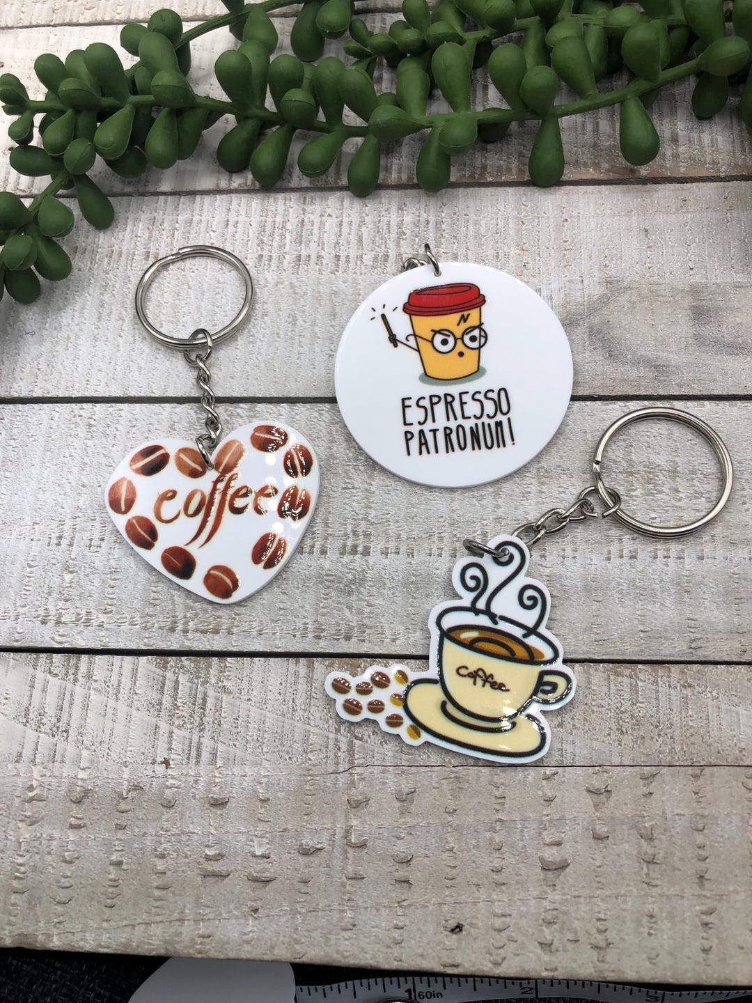 Plastic Coffee Bean Keychain, Keychain for Coffee Lover, Keychain for ...