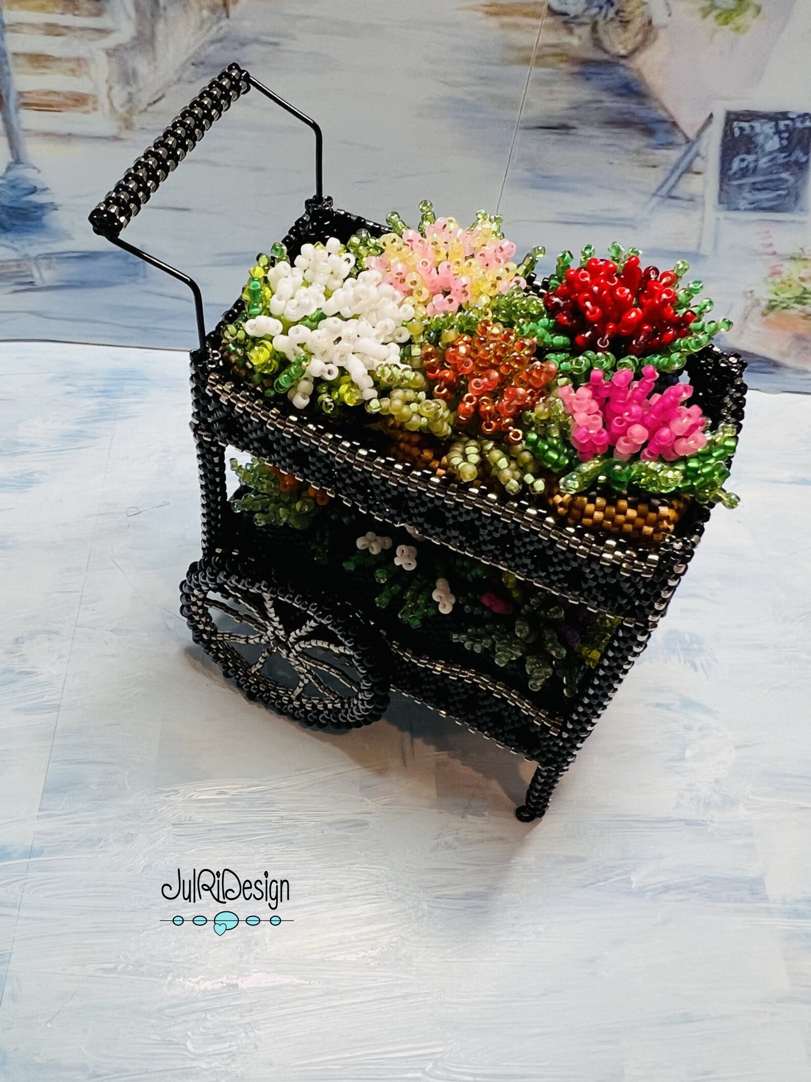 Miniature Beaded Flower Cart TUTORIAL/PDF Pattern/beading Instructions ...