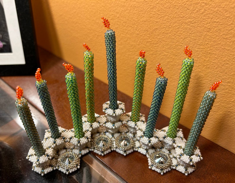3D Hanukkah Menorah Beading Pattern With Candles - Etsy