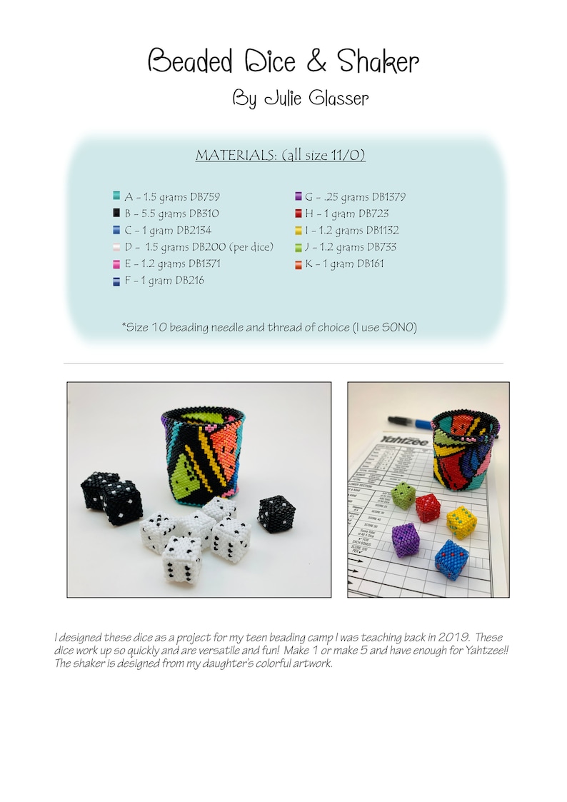 Beaded Dice and Shaker Tutorial/pattern/instructions/pdf | Etsy