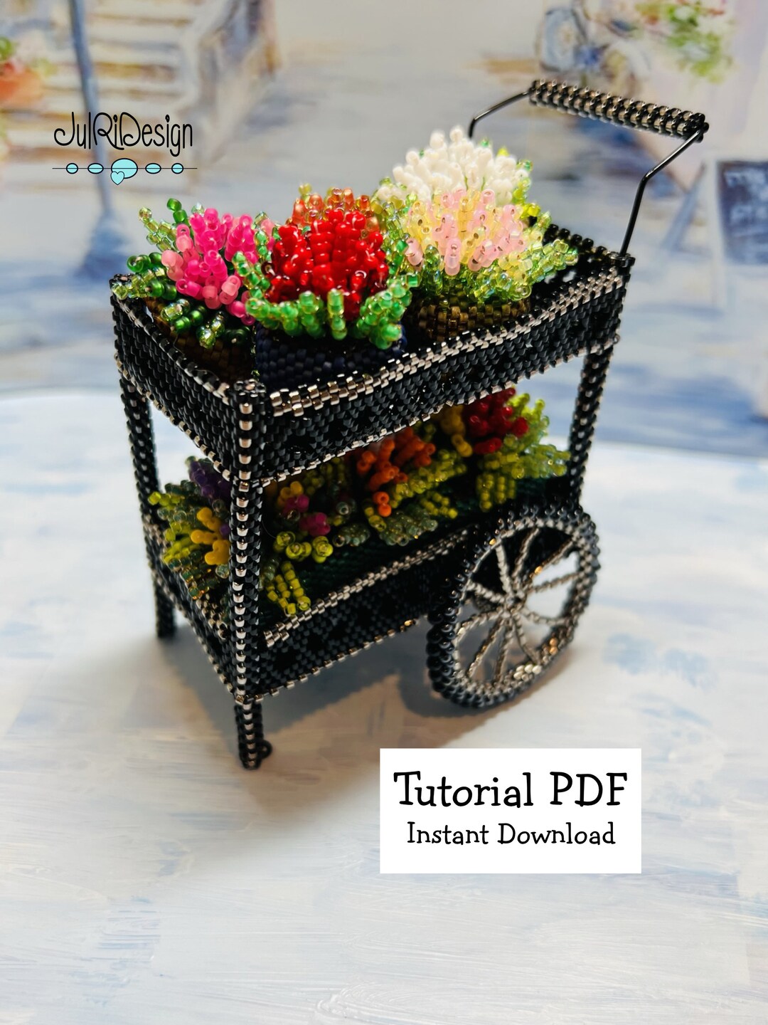 Miniature Beaded Flower Cart TUTORIAL/PDF Pattern/beading Instructions ...