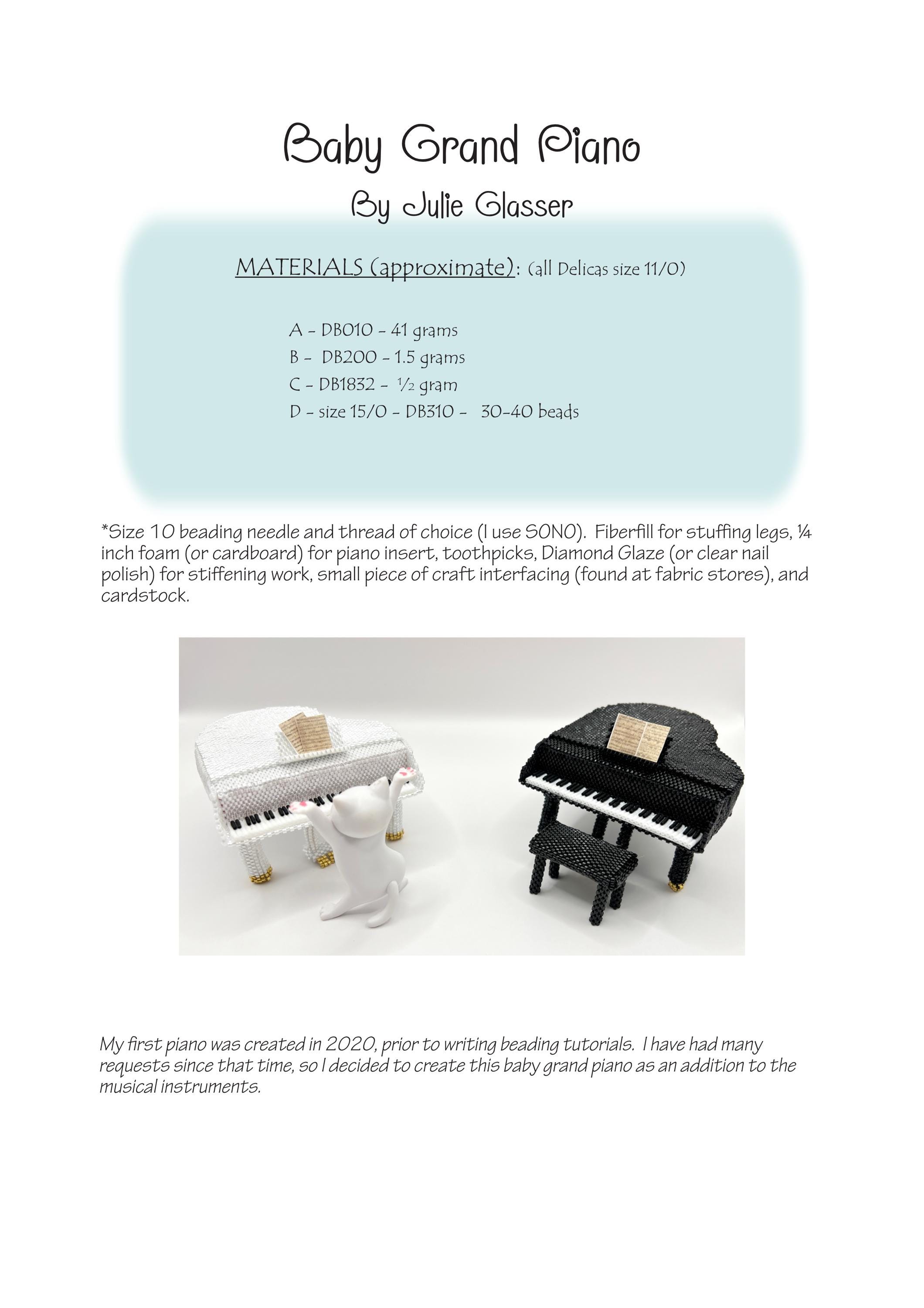Beaded Miniature Baby Grand Piano Tutorial/pattern/instructions/pdf ...