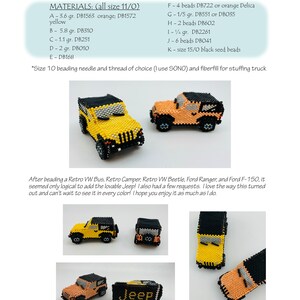 Beaded Miniature Off-road SUV Tutorial/pattern/instructions/pdf - Etsy