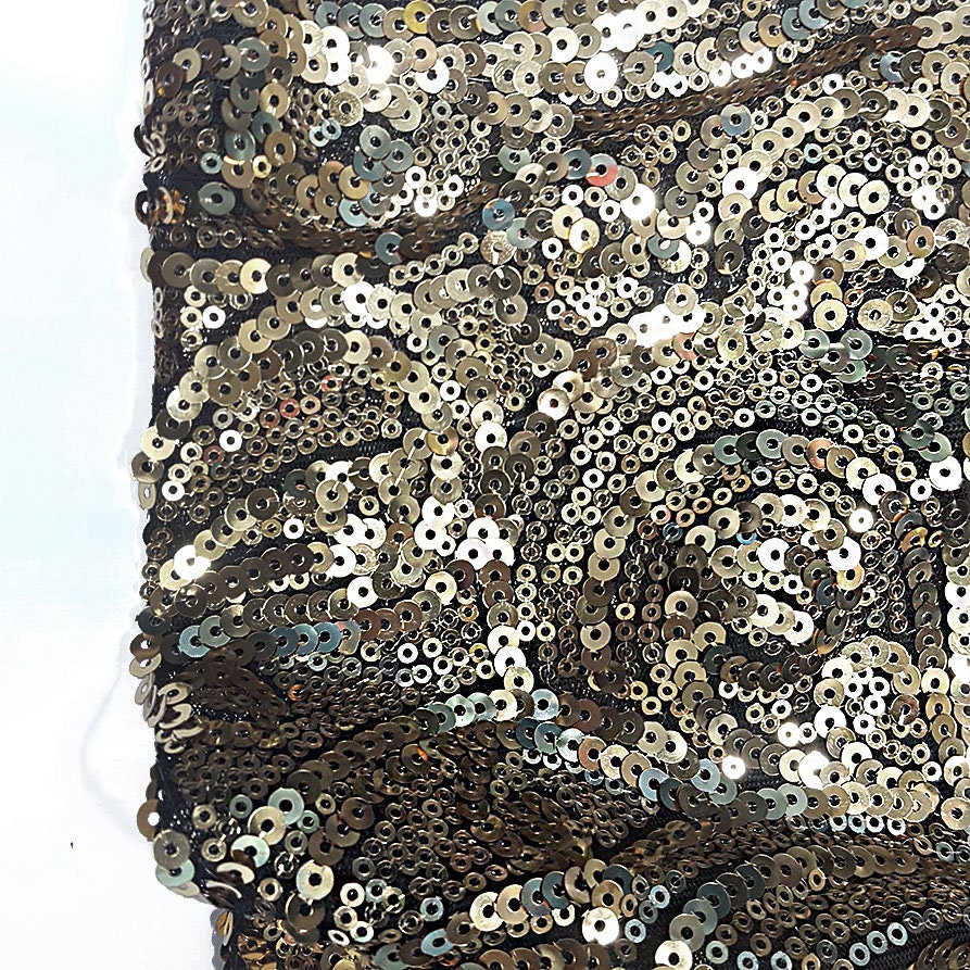 Gold Sequined Seaweed Fabric Material Sequined Mesh Fabric | Etsy