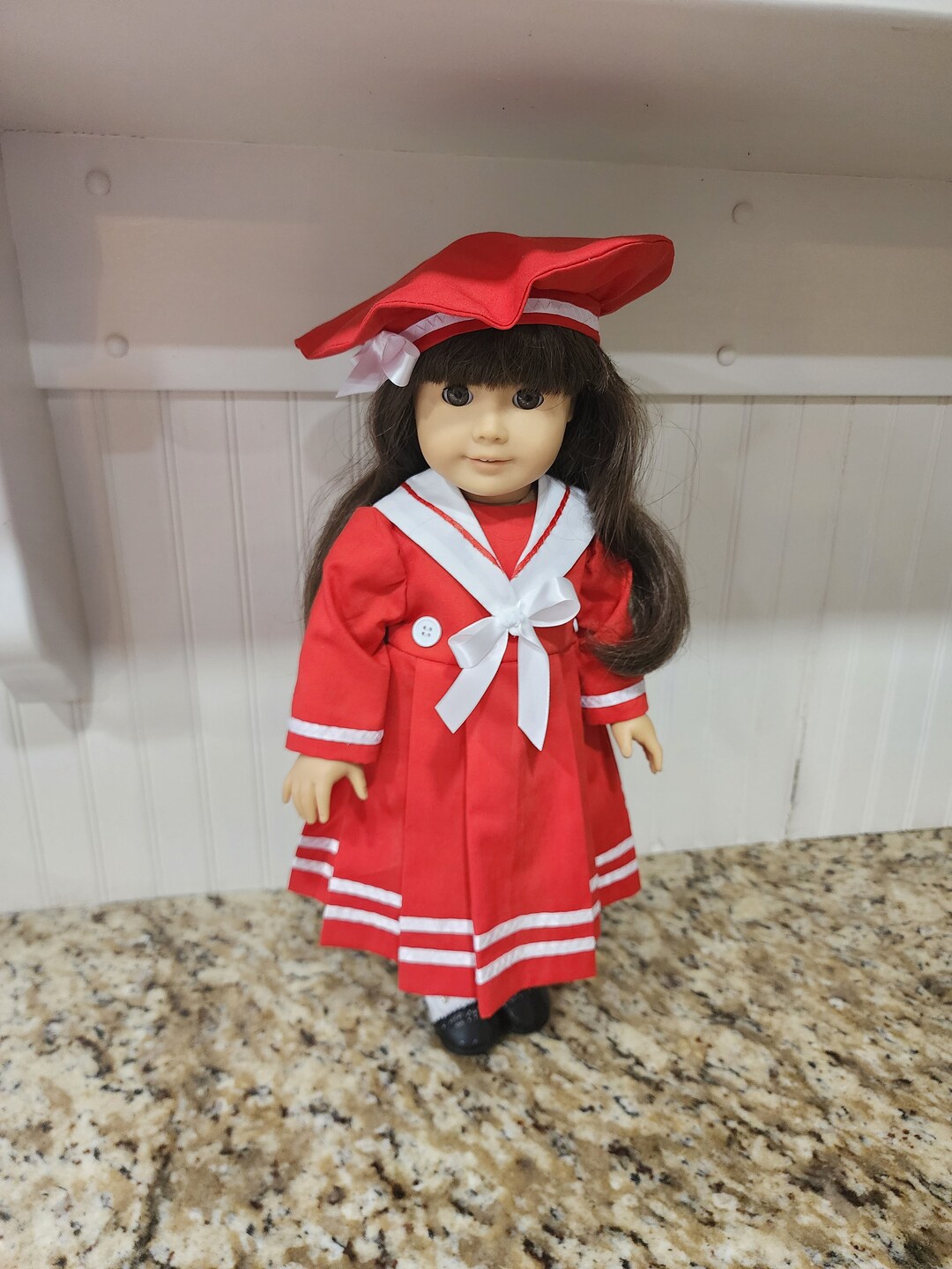 American Made 18" Girl Doll Clothes - Red Sailor Dress With Matching ...