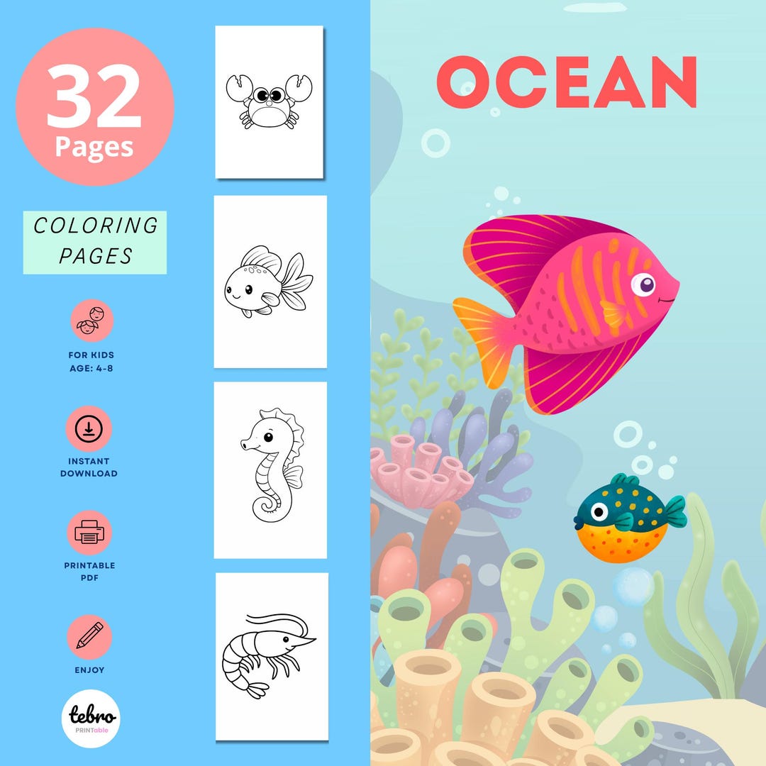 Printable Ocean Fun Coloring Pages PDF for Kids | Activity Pack ...