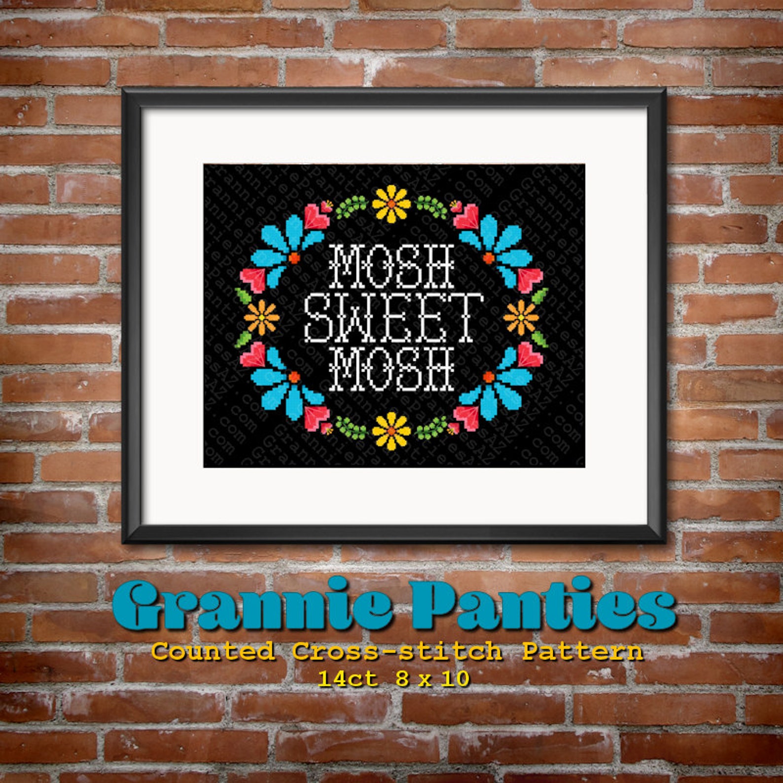 PDF Counted Cross Stitch Pattern Mosh Sweet Mosh Floral Border - Etsy