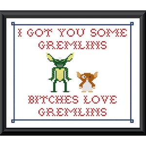 PDF Counted Cross Stitch Pattern - Gizmo & Stripe B*tches Love Gremlins 5in X 7in - Sampler ...