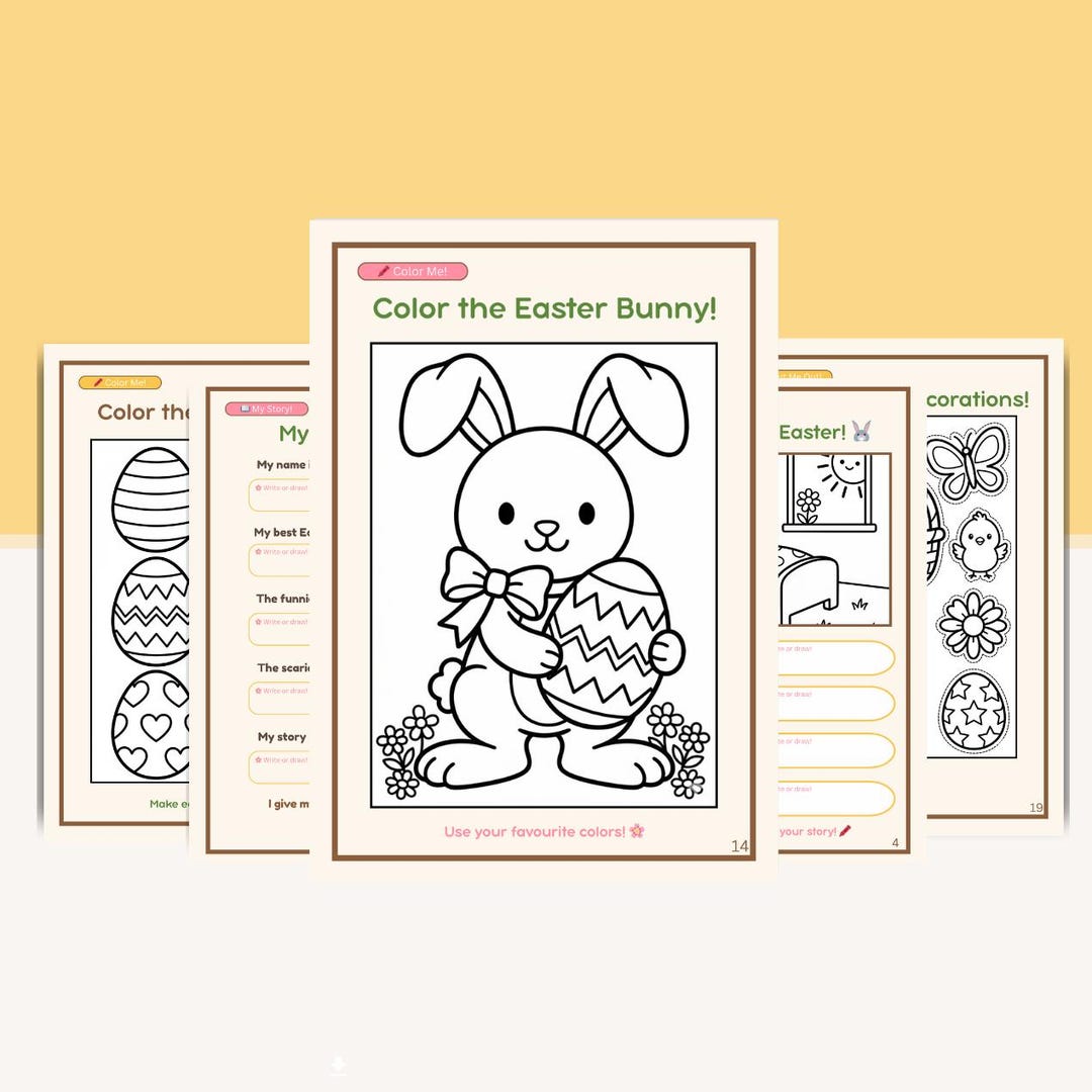 Easter Activity Book Printable for Kids | 20 Pages | Coloring, Cut Out ...