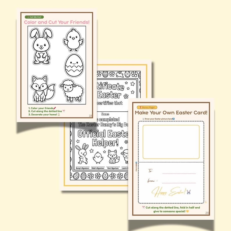 Easter Activity Book Printable for Kids | 20 Pages | Coloring, Cut Out ...