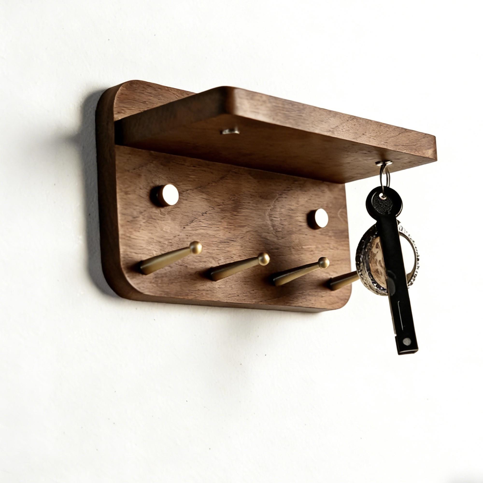 Entryway Shelf | Walnut & Brass Magnetic Key Holder |magnetic Key ...
