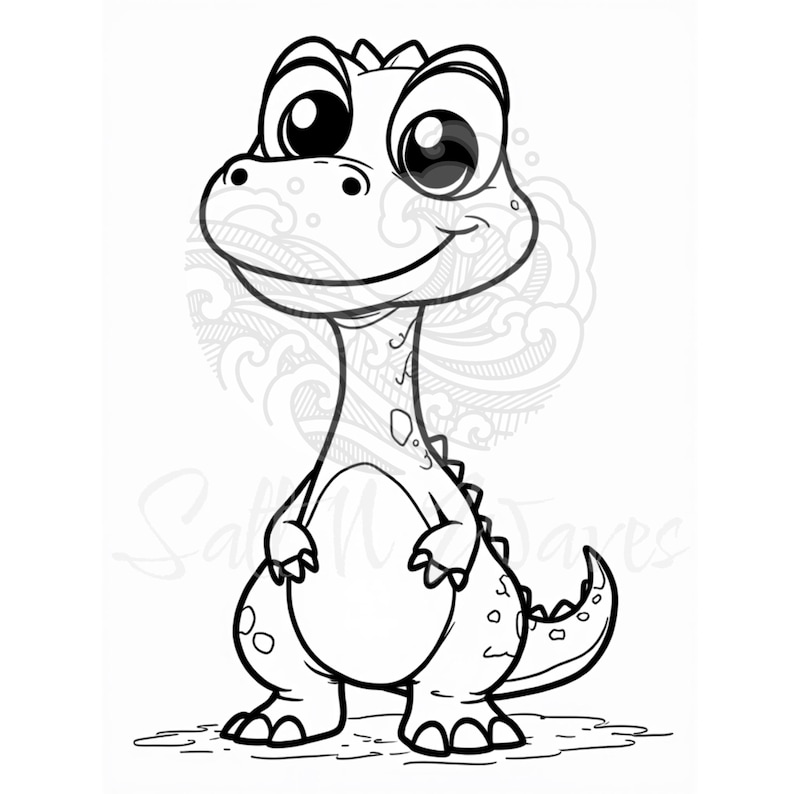 Dinosaur Coloring Pages, Adorable Creatures PDF Book, Kids Art (digital ...