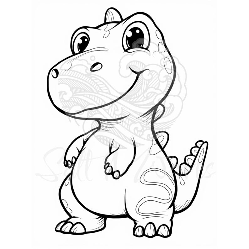 Dinosaur Coloring Pages, Adorable Creatures PDF Book, Kids Art (digital ...