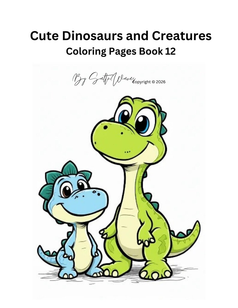 Dinosaur Coloring Pages, Friendly Creatures PDF Book, Kids Printable ...